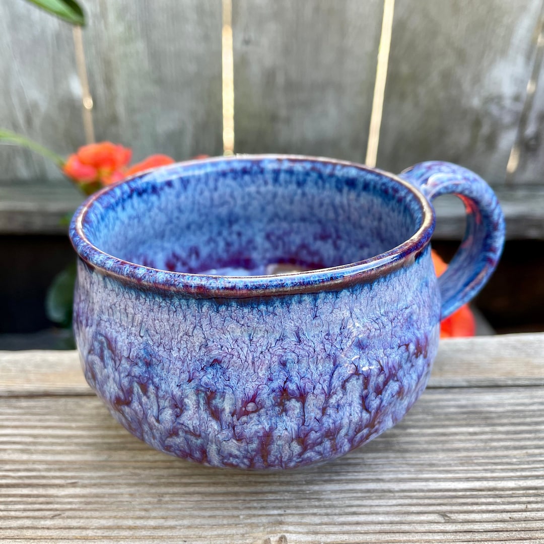 Beautiful Porcelain Purple Magic Latte or Soup Mug Big Bellied Purple ...