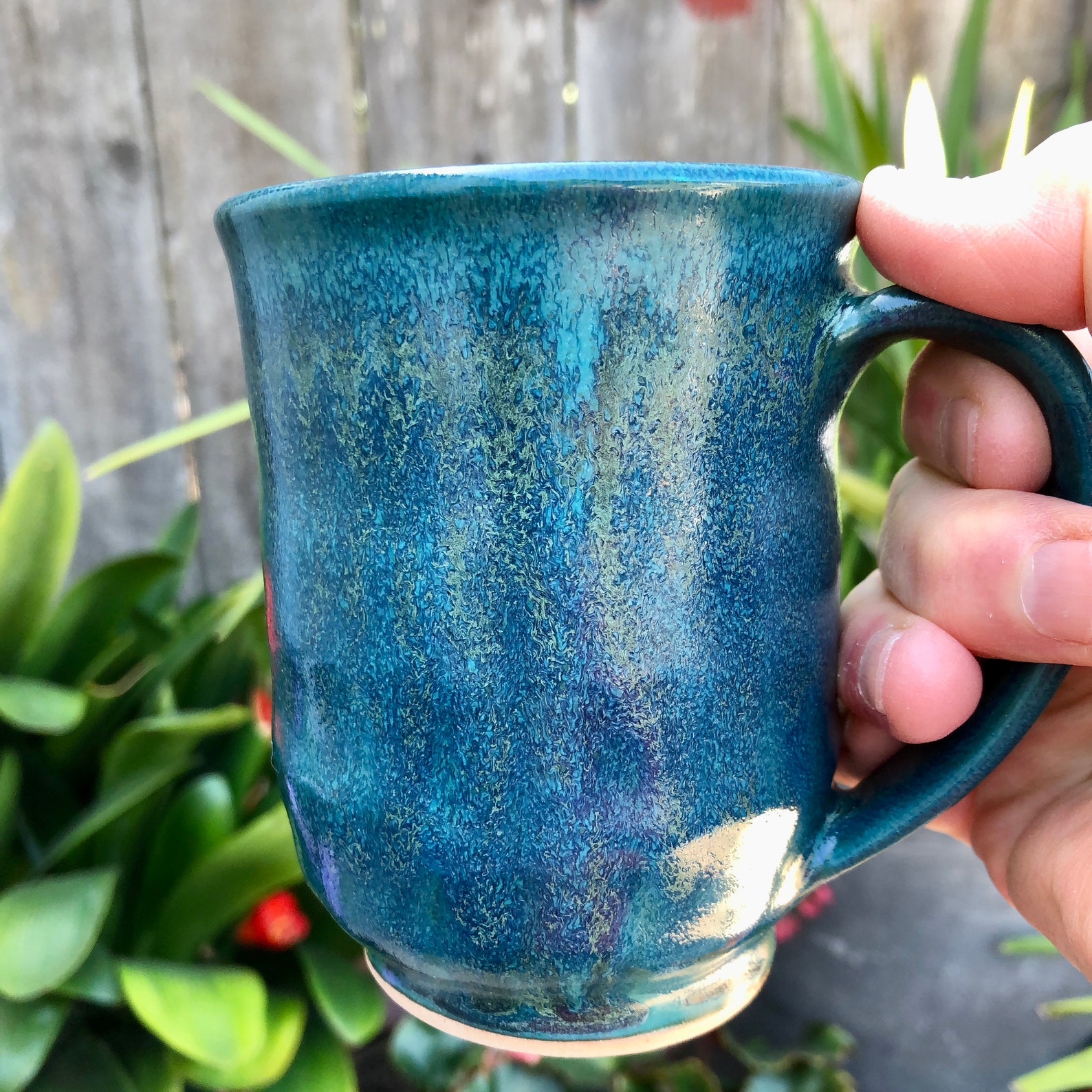 Ceramic Footed Emerald Green Coffee or Tea Mug Drippy Glaze - Etsy