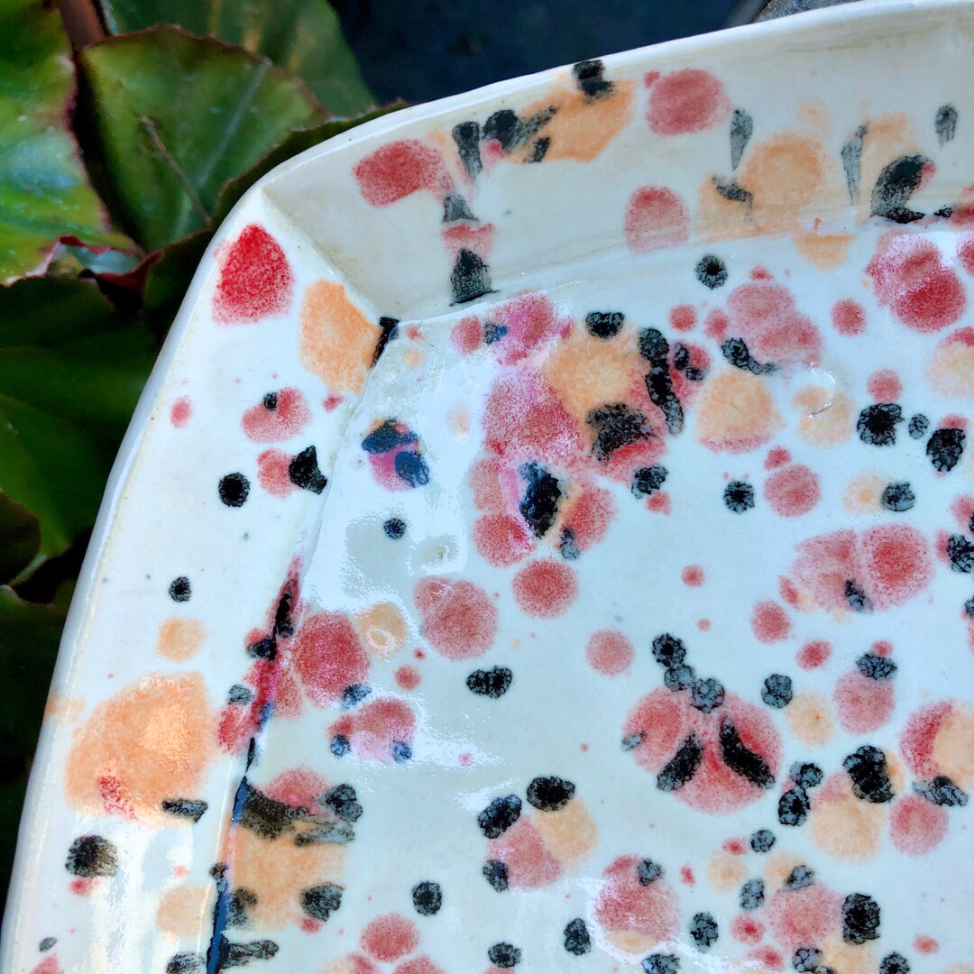 Ceramic Spring-like Platter Peaches and Strawberries in Cream 10 X 10 ...