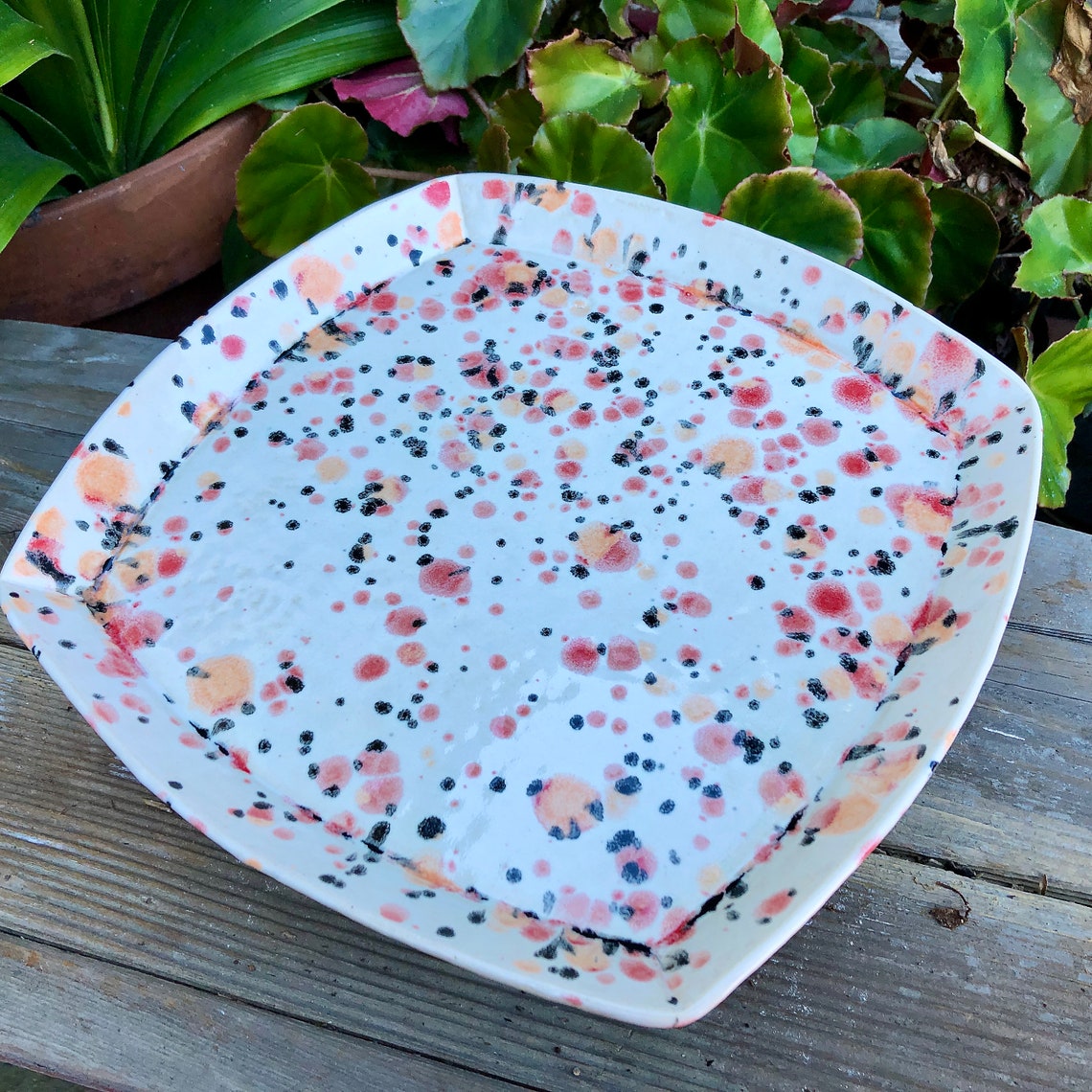Ceramic Spring-like Platter Peaches and Strawberries in | Etsy