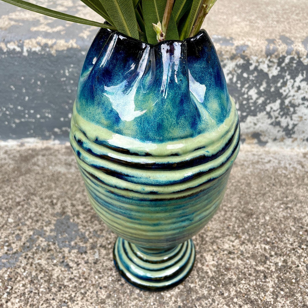 Handbuilt Ceramic Tall Vase Carefully Made With Clay Coils and Slab ...
