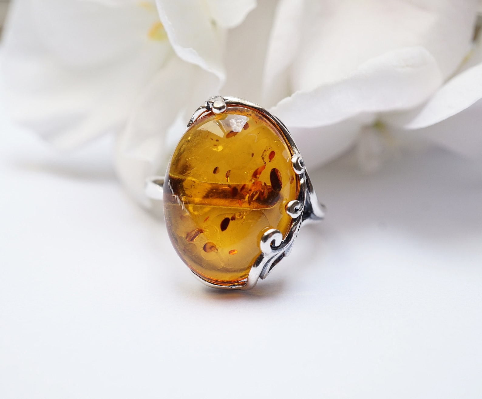 Amber Ring Handmade Amber Ring Natural Amber Ring Oval | Etsy