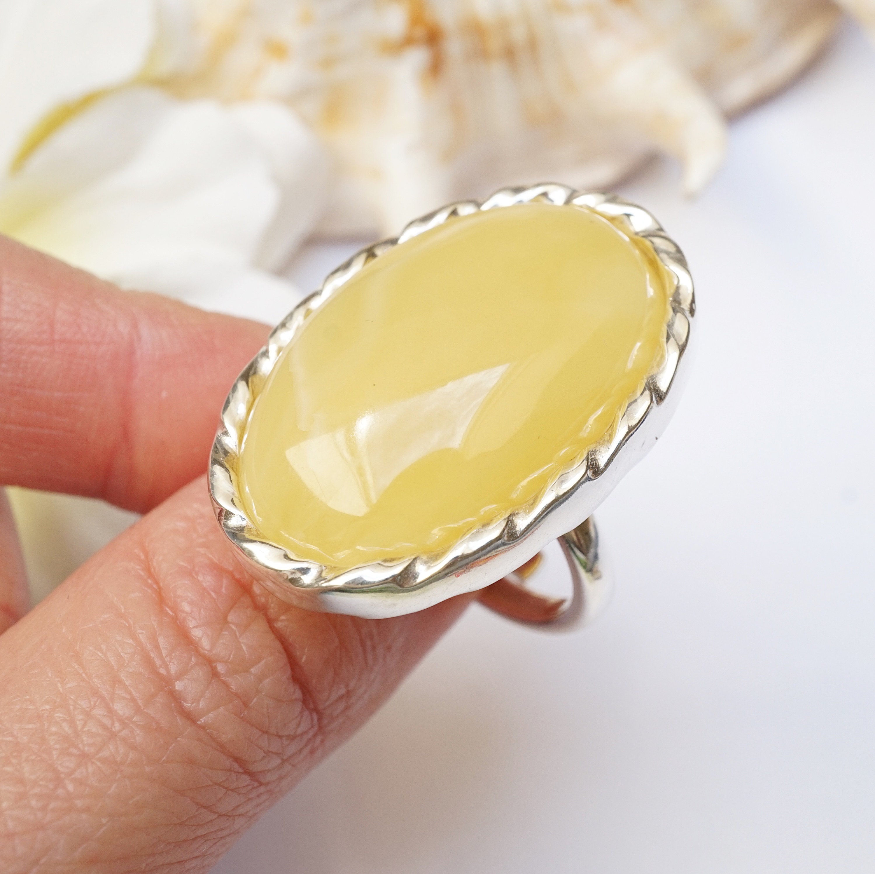 Amber Ring Butterscotch Amber Ring Large Stone Amber Ring | Etsy