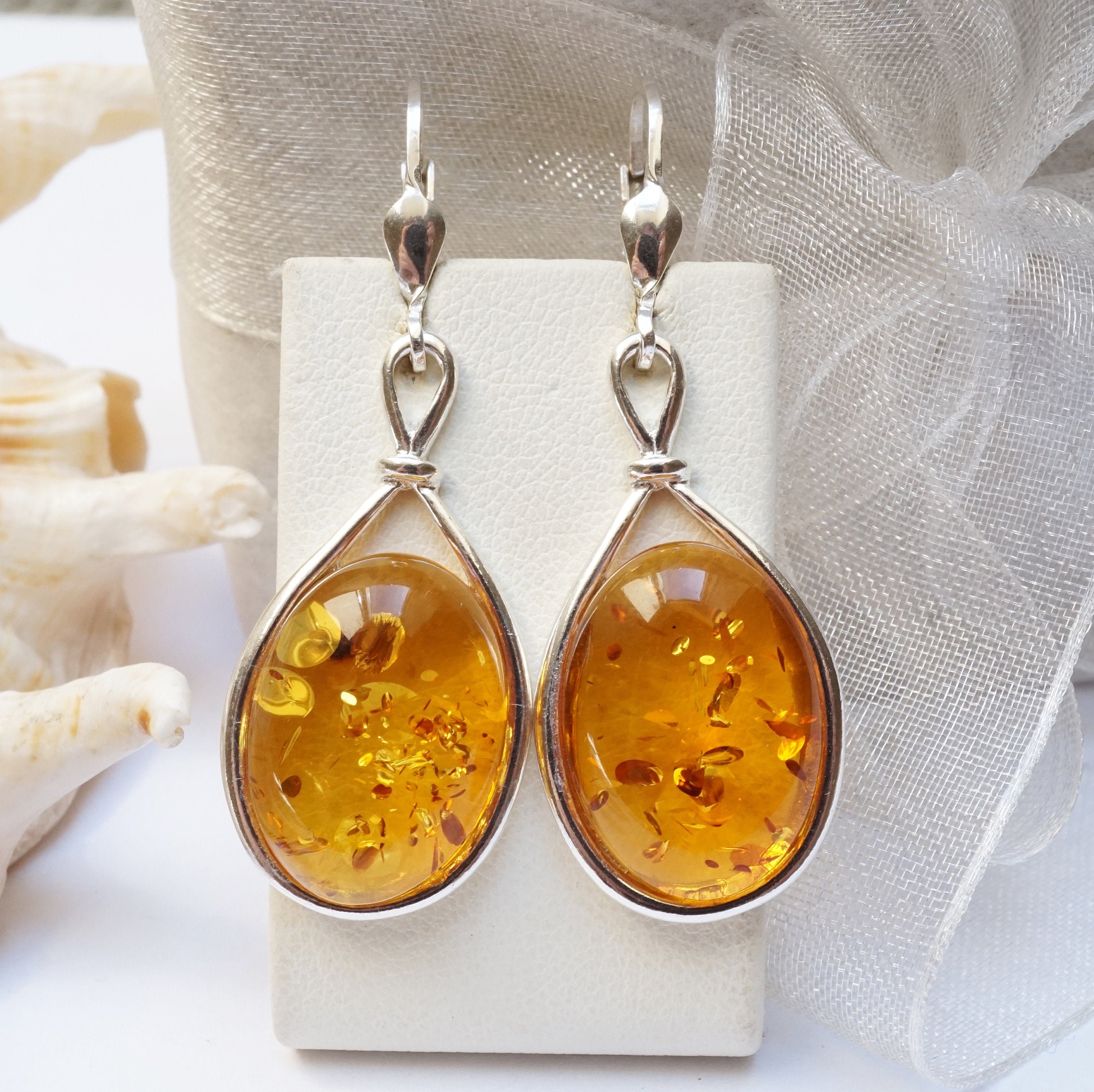 Natural Amber Earrings Cognac Amber Earrings Amber Dangle | Etsy