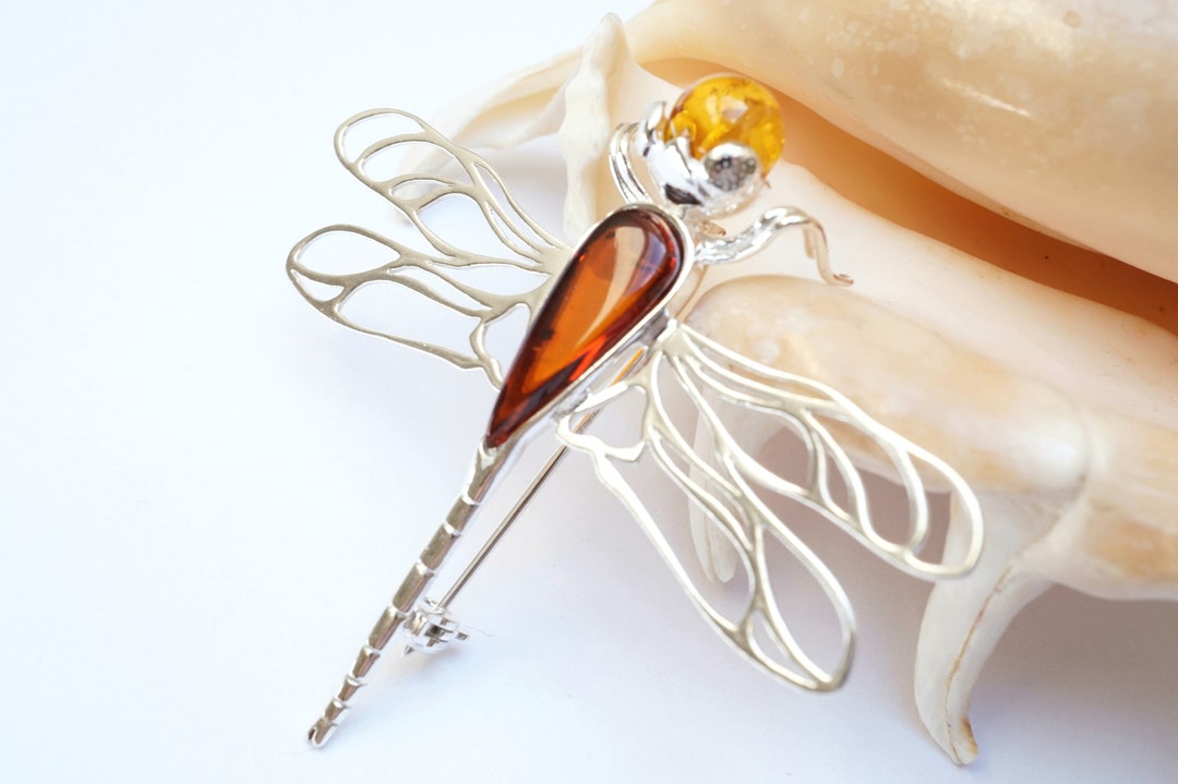 Amber Brooch, Amber Pin, Large Orange and Yellow Amber Brooch, Amber ...