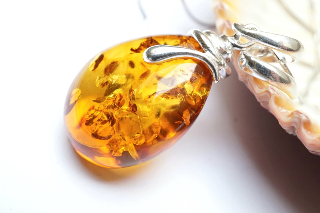 Chunky Amber Pendant, Amber Pendant, Baltic Amber Necklace, Teardrop ...