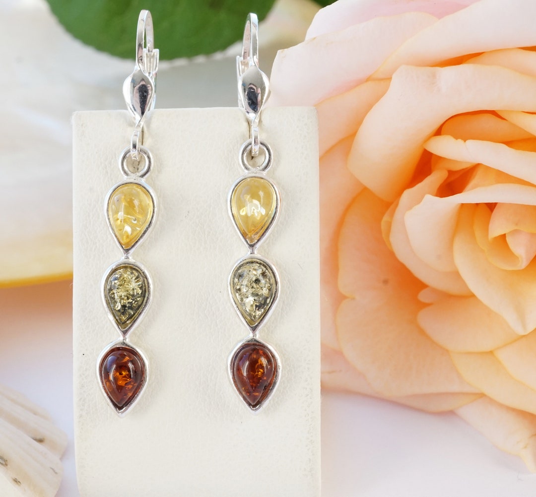 Amber Earrings,dangle Amber Earrings, Baltic Amber Earrings,multicolor ...