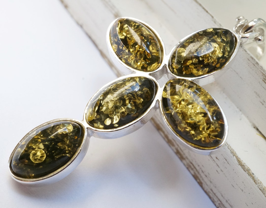 Green Amber Cross, Natural Amber Cross, Amber Cross, Baltic Amber Cross ...
