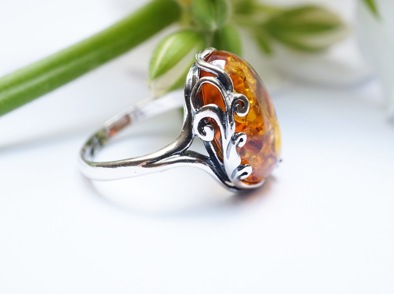 Amber Ring Handmade Amber Ring Natural Amber Ring Oval | Etsy