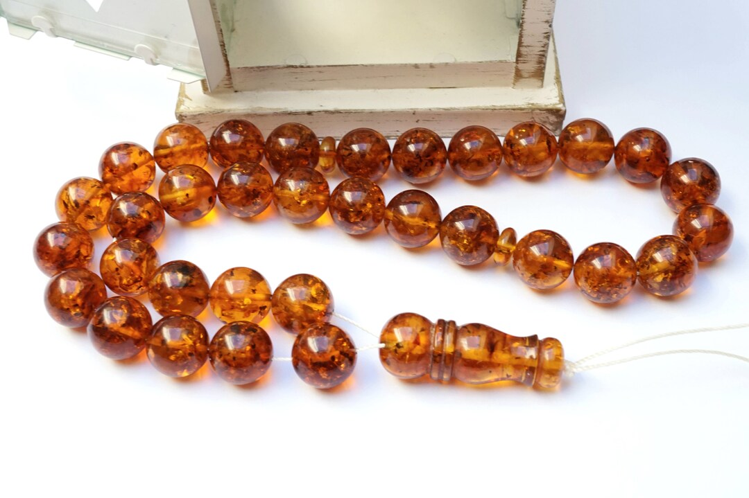 Natural Cognac Baltic Amber Tesbih Misbaha, Islamic Prayer Beads مسبحة ...