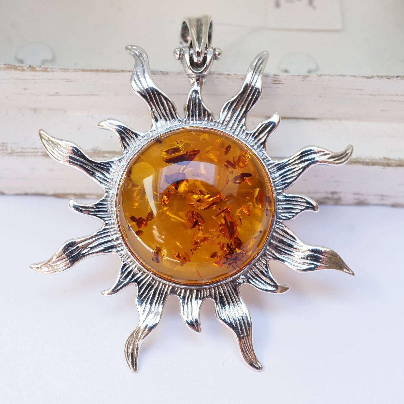 Amber Sun Pendant Large Amber Sun Pendant Amber Jewelry Etsy