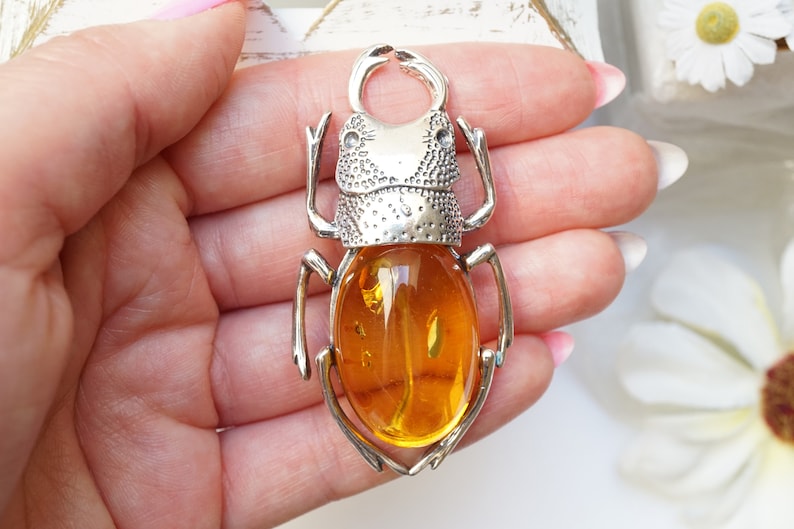 Amber Brooch 2 in 1, Amber Pendant, Amber Brooch-pendant, Amber Crab ...