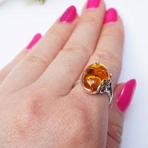 Amber Ring, Handmade Amber Ring, Natural Amber Ring, Oval Amber Ring ...