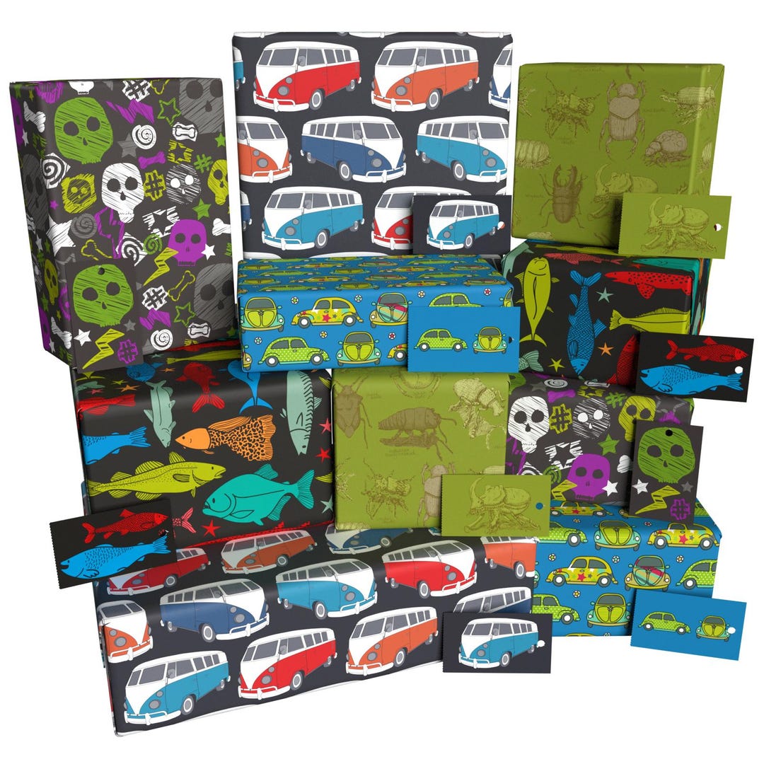 Masculine Ten Pack ECO Friendly Birthday Wrapping Paper Gift Wrap ...