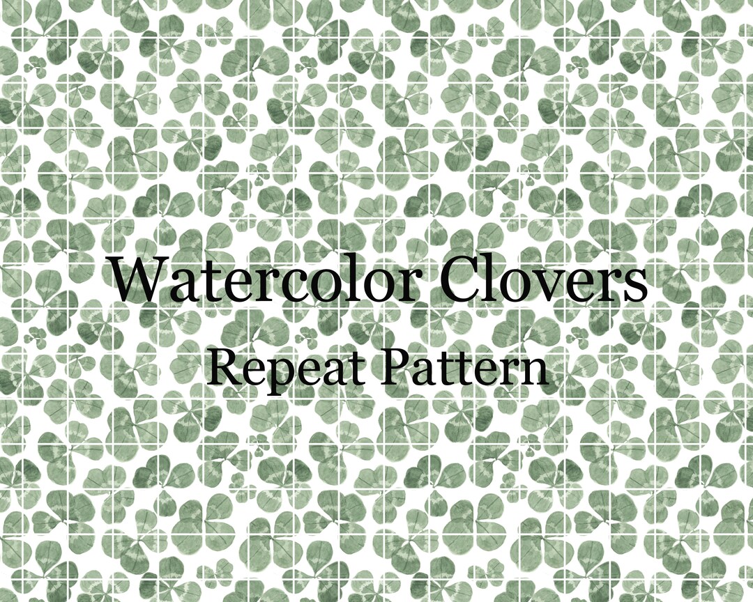 Sage Green Watercolor Shamrock Seamless Repeat Pattern, Clipart, .png ...