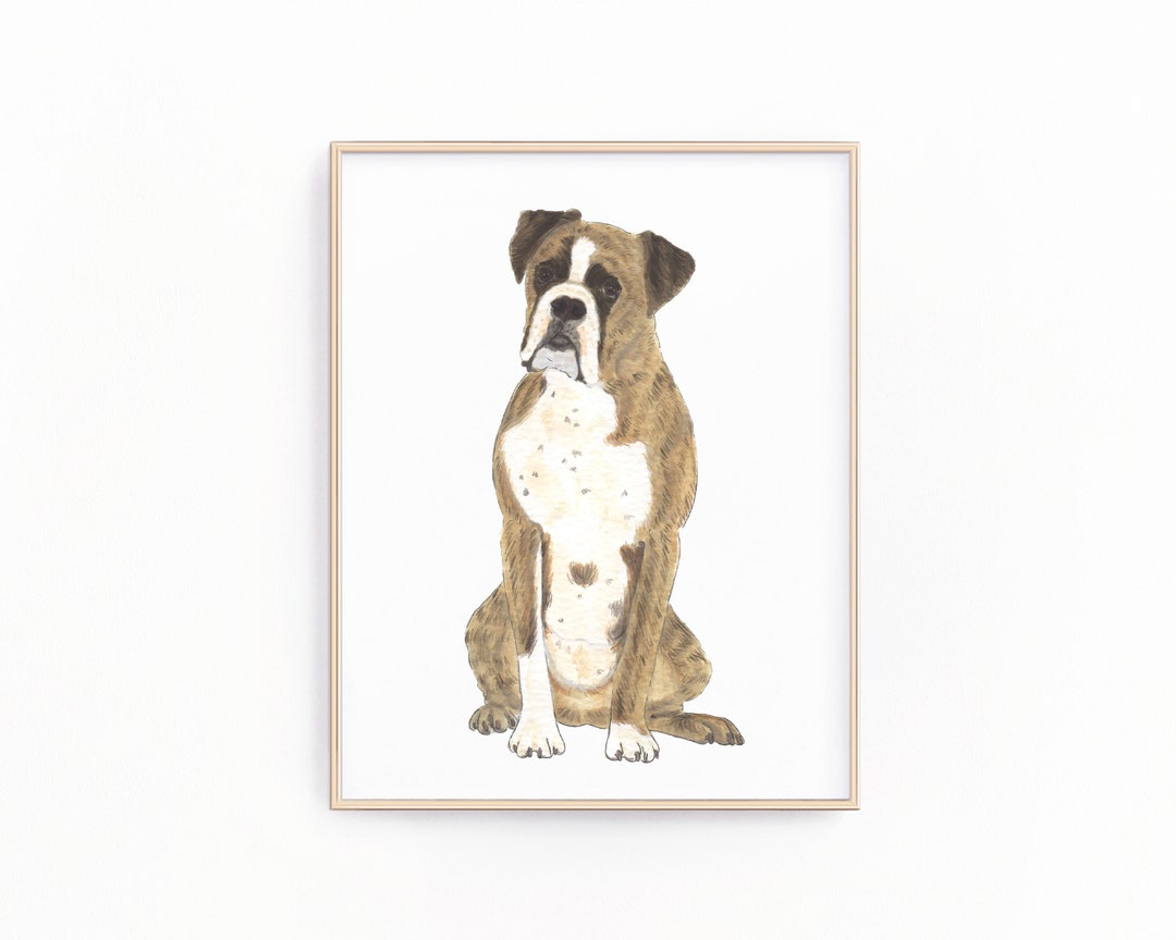 Brindle Boxer Dog Painting, Printable, Pet Portrait, Signature Cocktail ...
