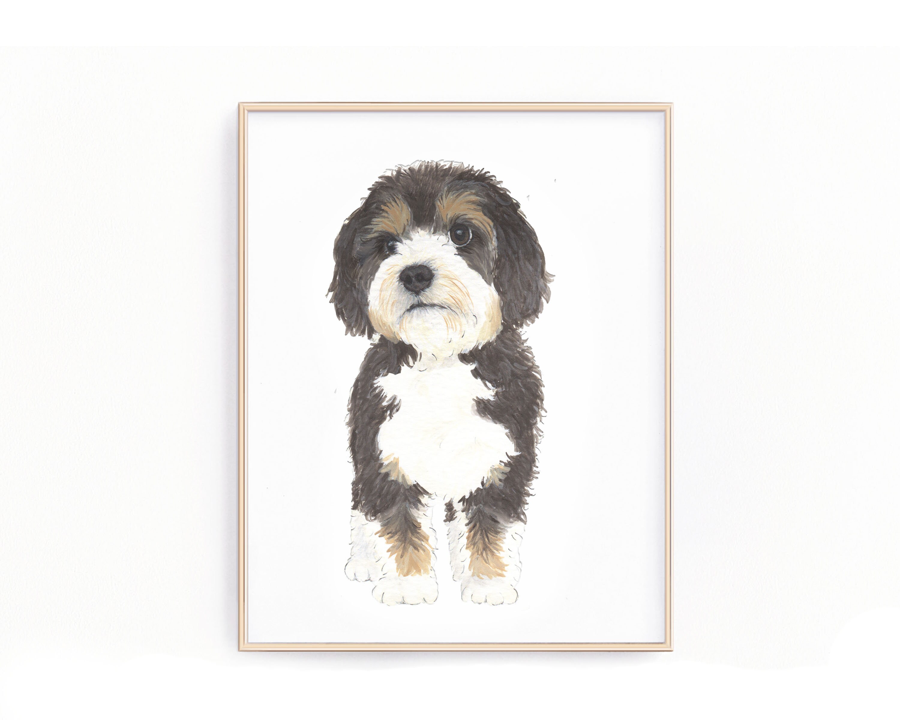 Black White & Tan Bernedoodle Sheepadoodle Painting - Etsy