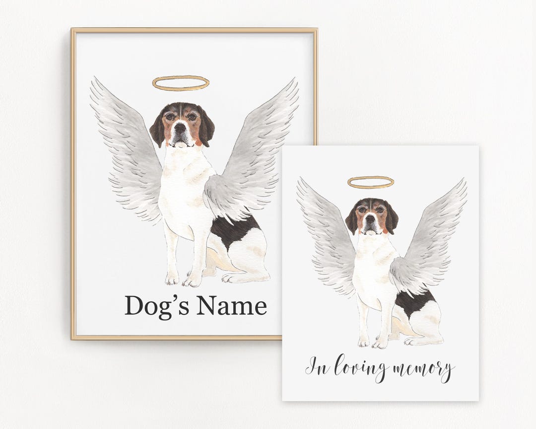 Beagle Memorial Print and Sympathy Card Bundle, Angel Dog Print, Pet ...