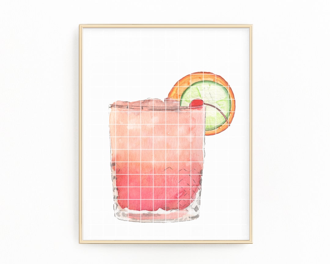 Watercolor Mai Tai Blushing Bride Cocktail Painting, Clipart, Signature ...