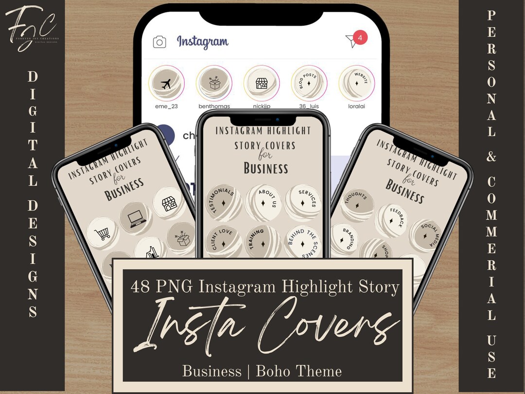 48 Business Instagram Highlight Covers | Boho Aesthetic | IG Highlight ...