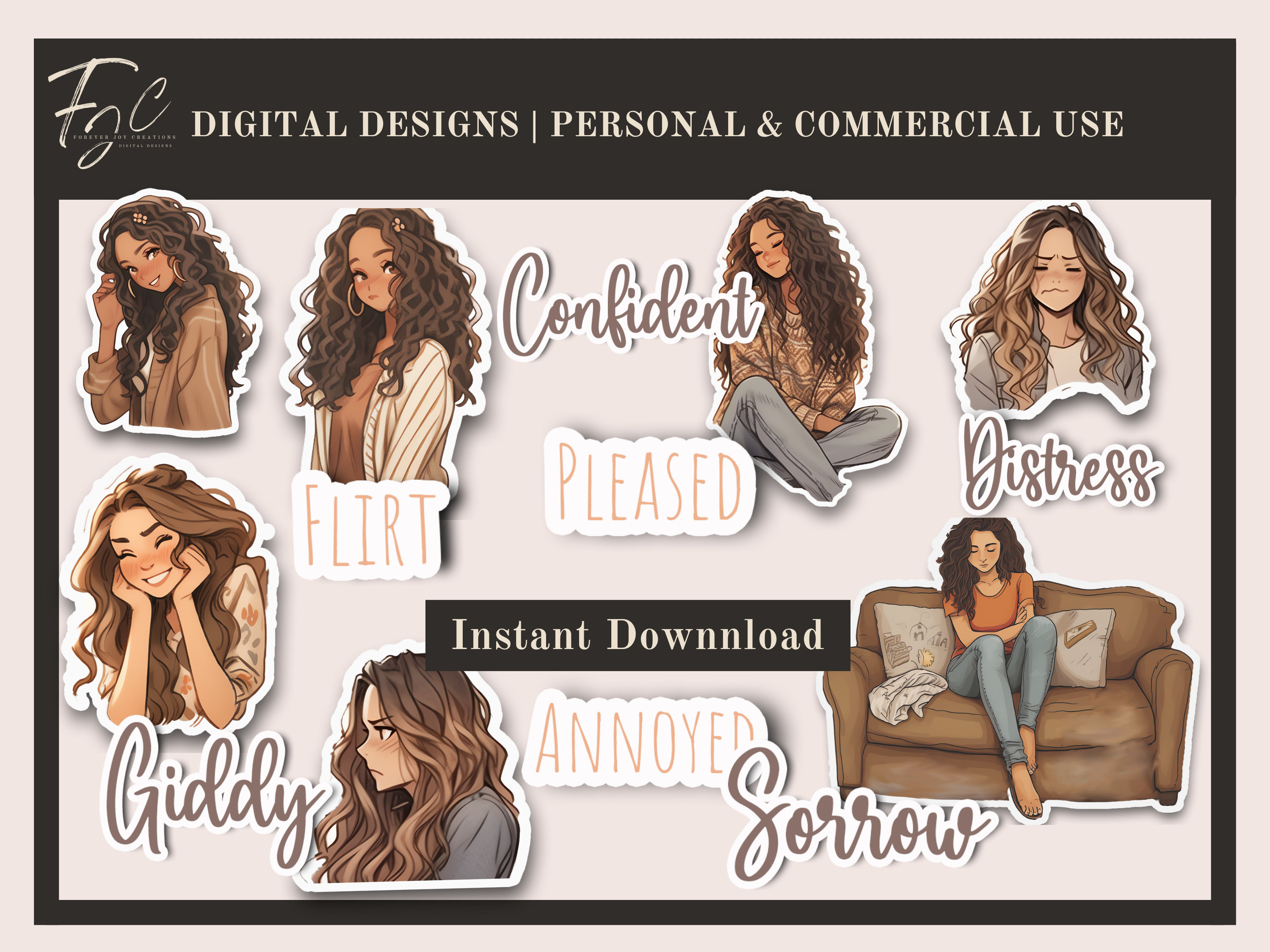 20 PNG Digital Stickers | Girl-boss Stickers | Planners, Icons, Emojis ...