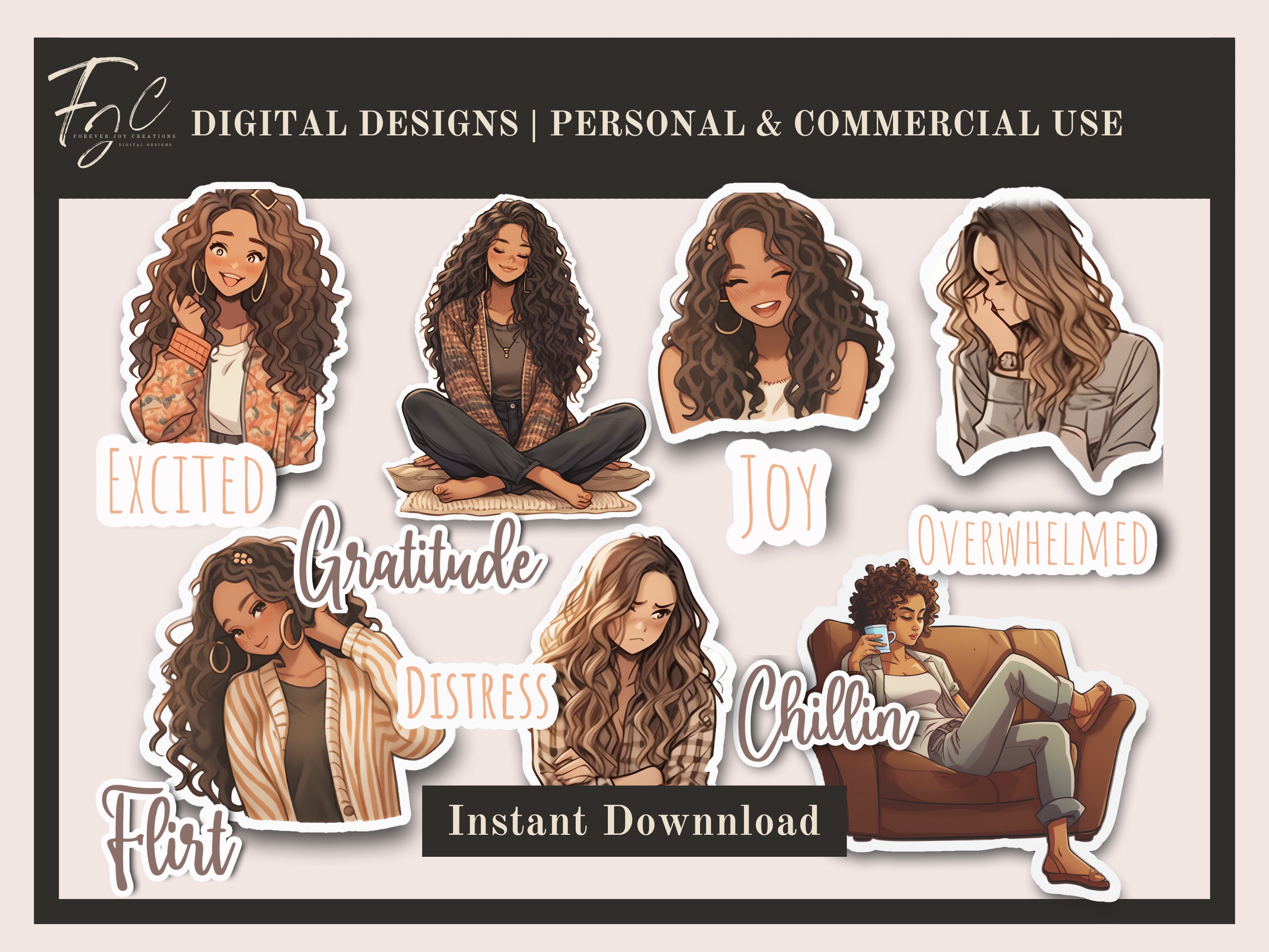 20 PNG Digital Stickers | Girl-boss Stickers | Planners, Icons, Emojis ...