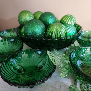 Emerald Green Footed Bowl Set - Etsy