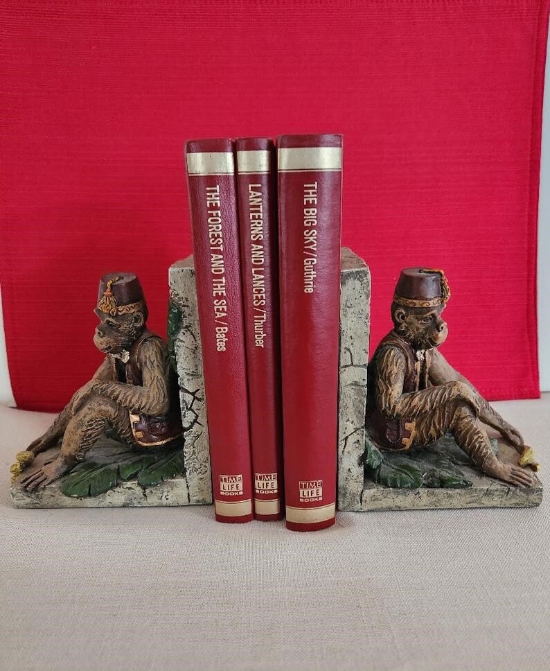 Monkey in Vest and Fez Bookends - Etsy