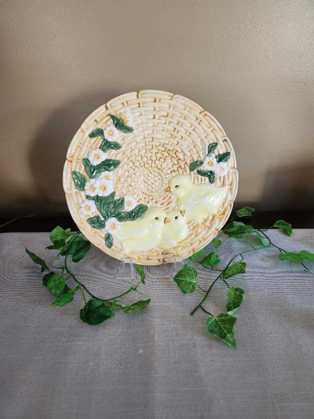 Spring Baby Chicks on Basket Weave Plate - Etsy