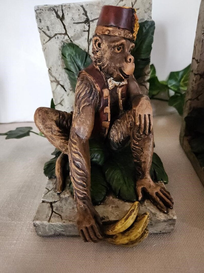 Rare Monkey in Vest and Fez Bookends - Etsy