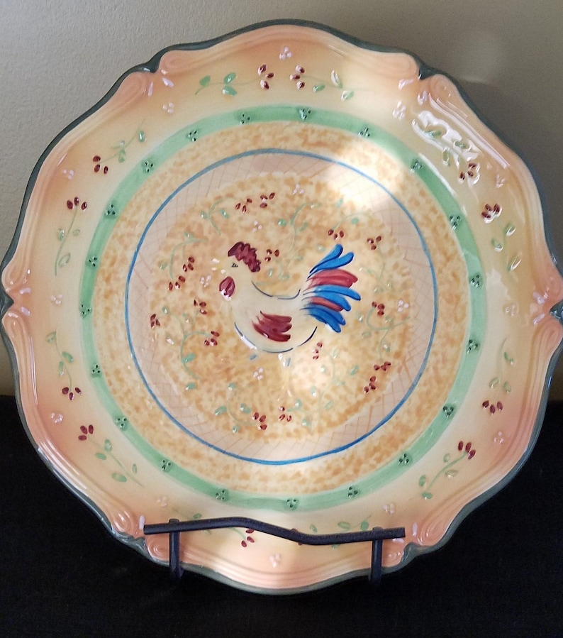 Ganz Scalloped Rooster Plate - Etsy