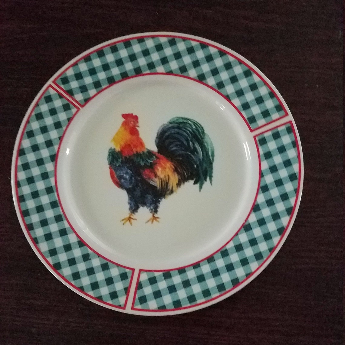 Queens Blue Gingham Rooster Plate - Etsy