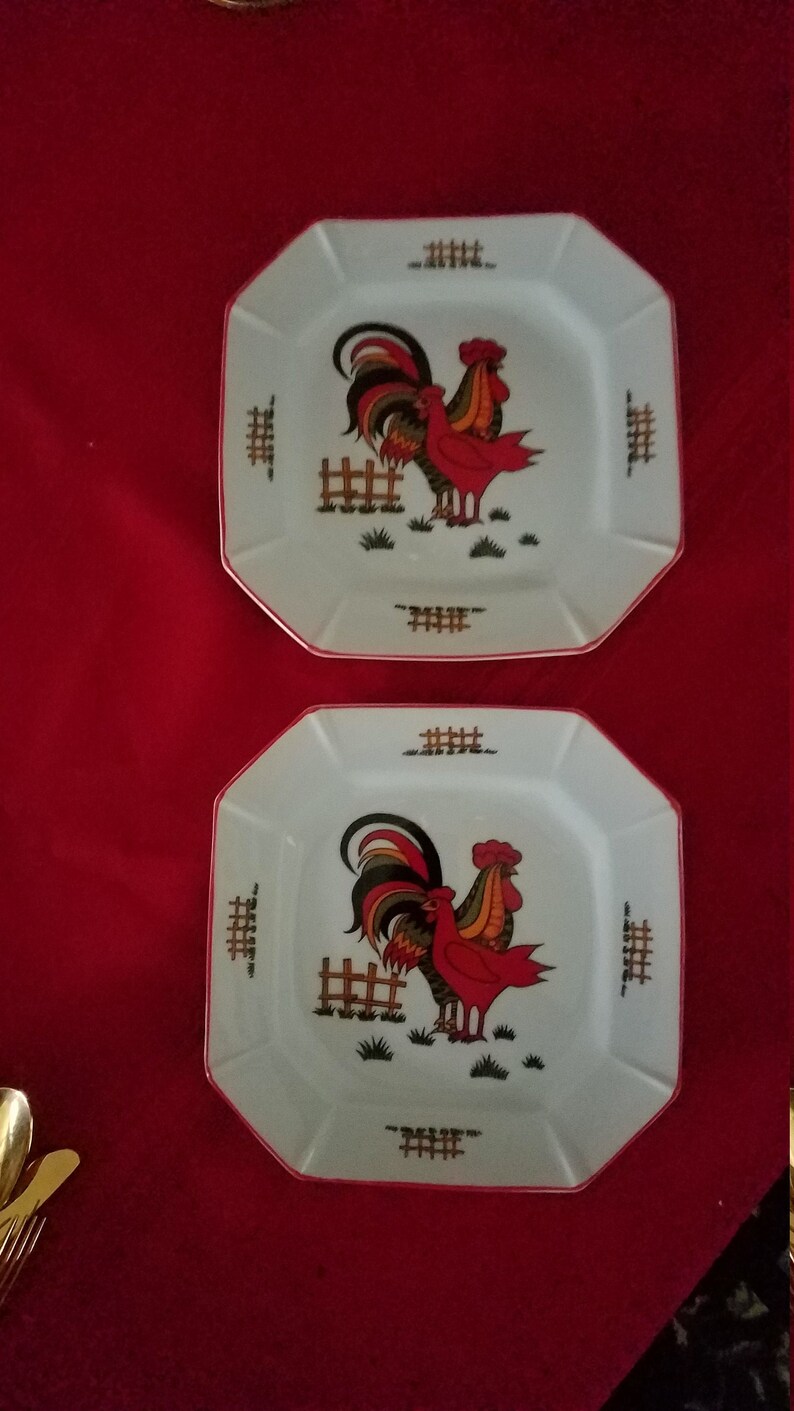 Pair of Art Deco Rooster Pates - Etsy