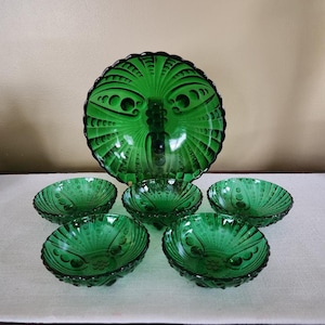 Emerald Green Footed Bowl Set - Etsy
