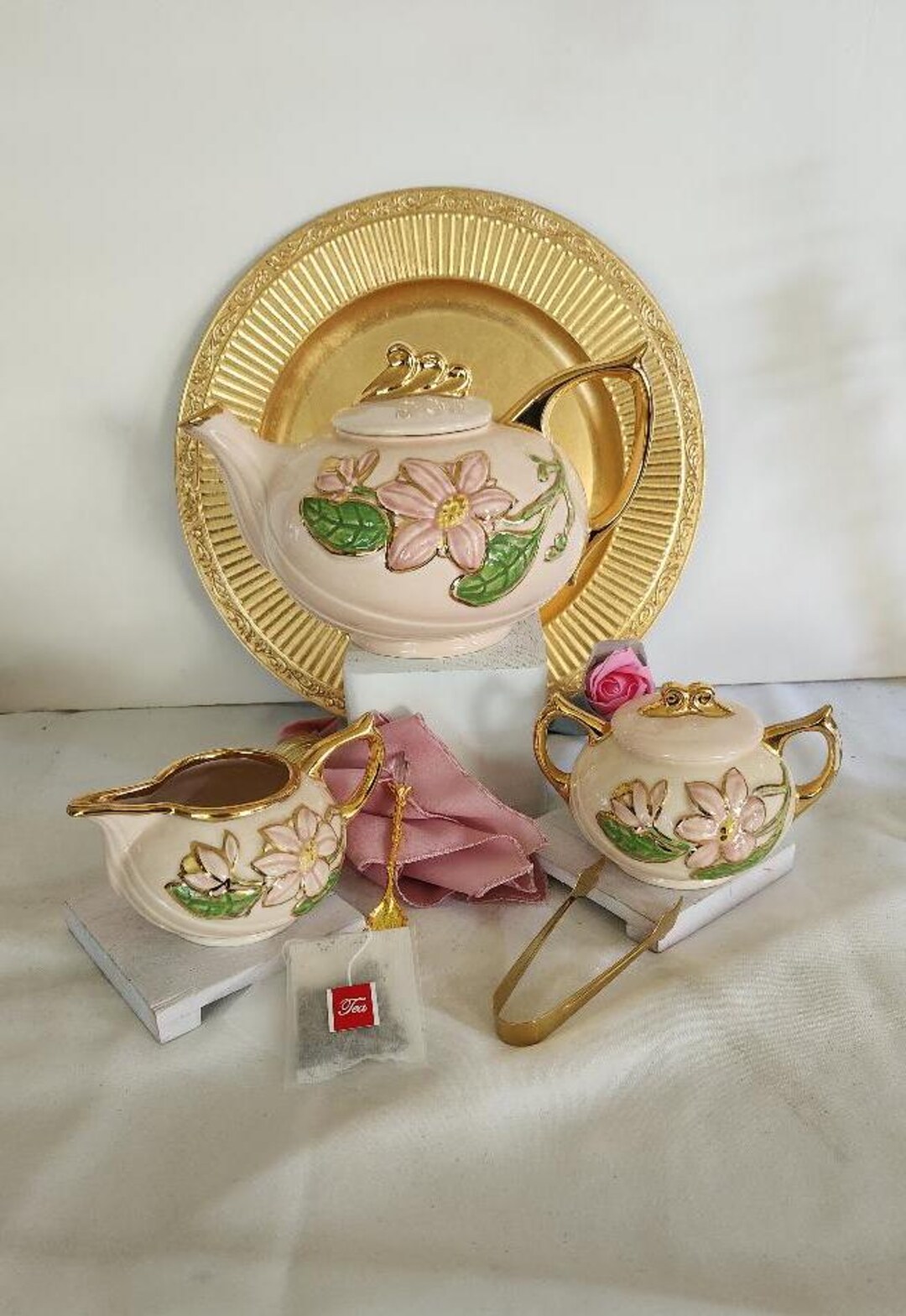 Hull Blush Magnolia Tea Set Bundle - Etsy