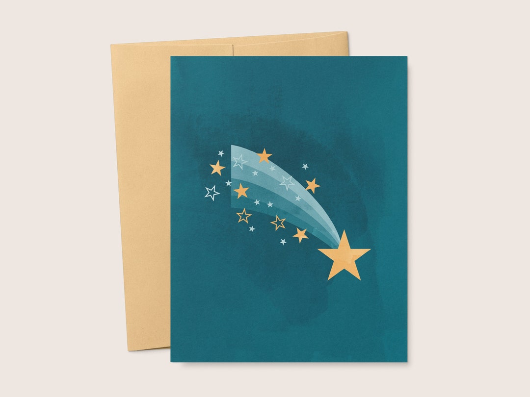 Shooting Star Night Sky Blank Printable Greeting Card \\ Graduation ...