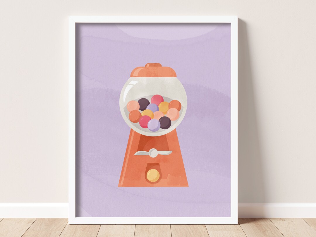 Gumball Machine Wall Art Printable // Colorful Bubble Gum, Candy ...