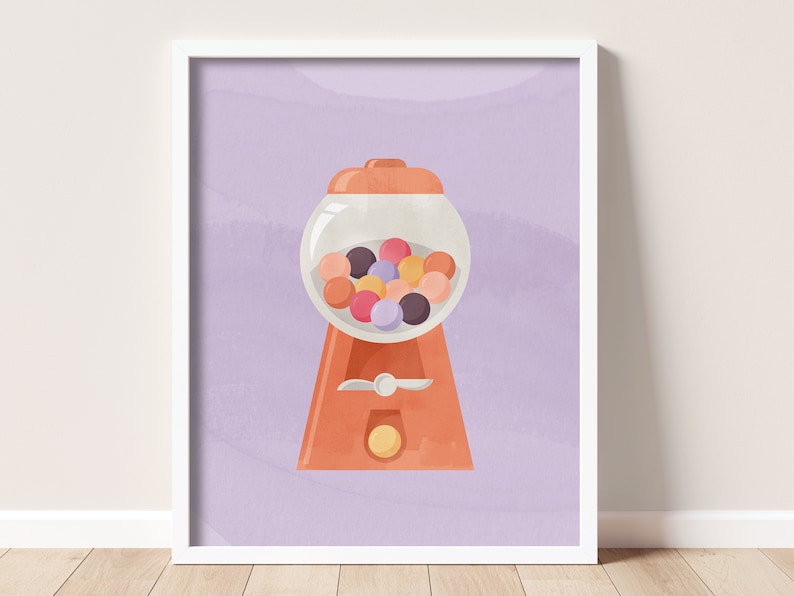 Gumball Machine Wall Art Printable // Colorful Bubble Gum, Candy ...