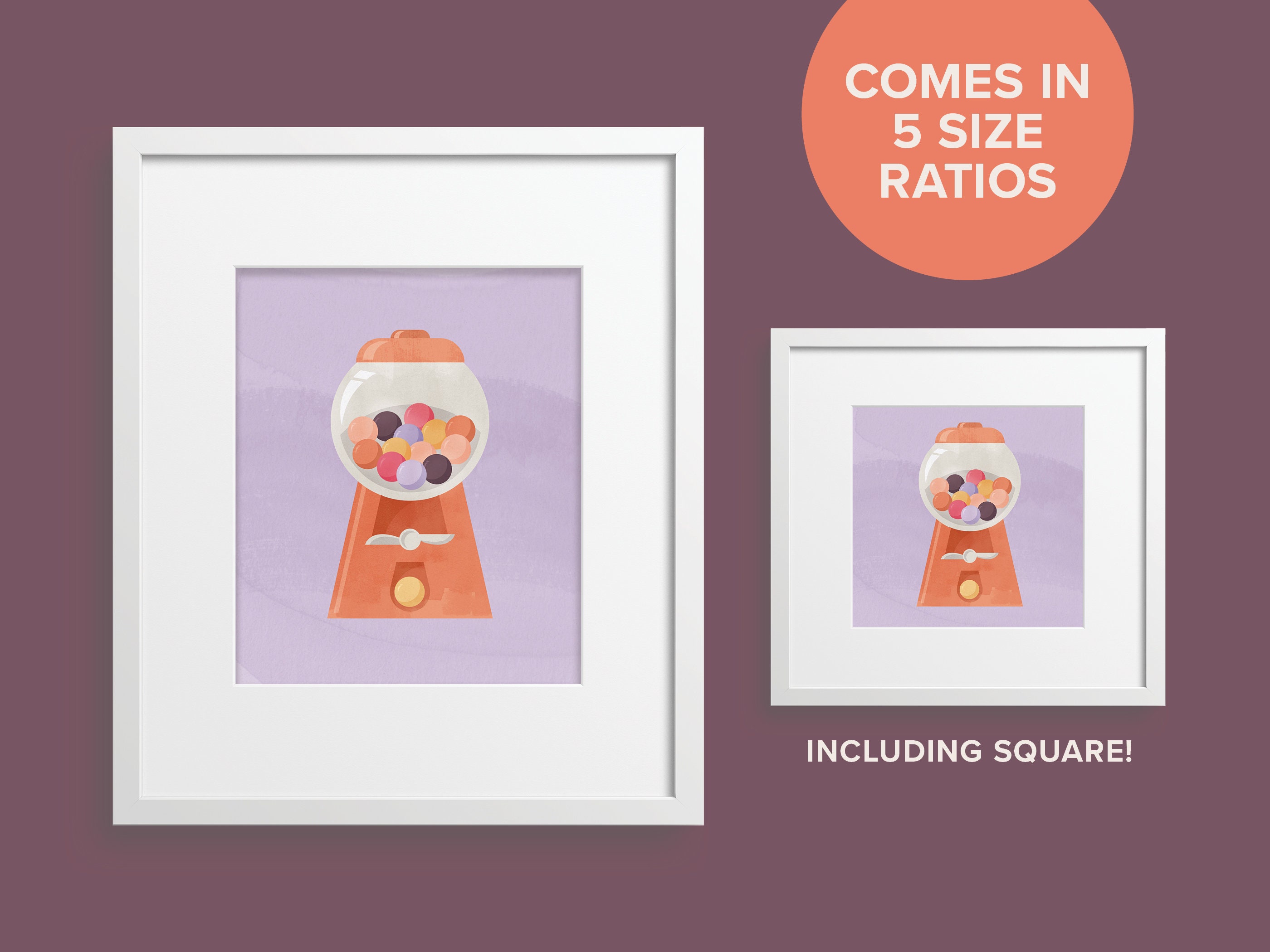 Gumball Machine Wall Art Printable // Colorful Bubble Gum, Candy ...