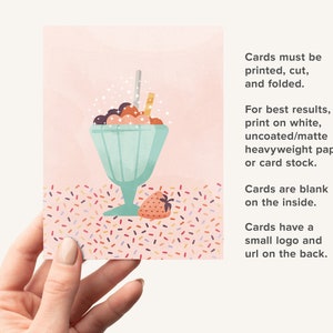 Pink Ice Cream Sundae Greeting Card | Sprinkle Celebration (digital ...