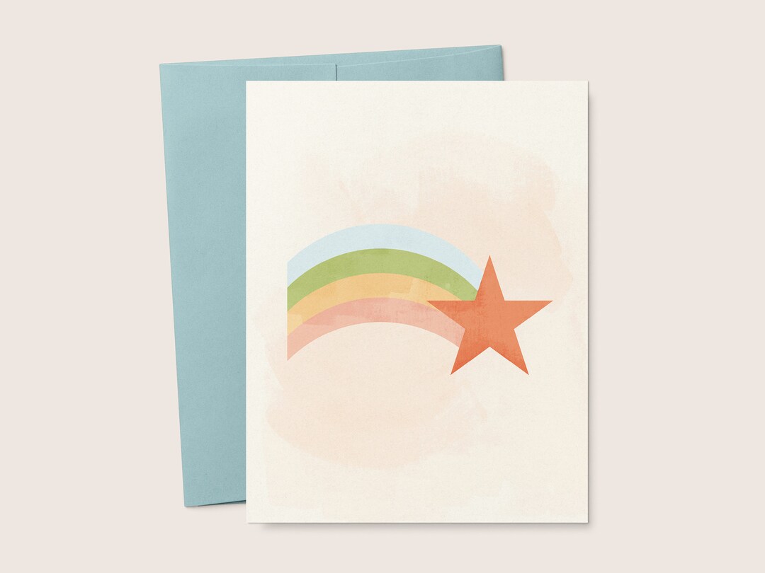 Rainbow Star Greeting Card, Baby Shower, Birthday (digital Download) - Etsy