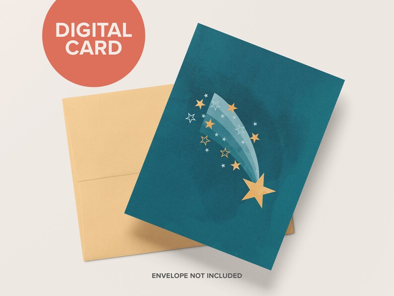 Shooting Star Night Sky Blank Printable Greeting Card \\ Graduation ...