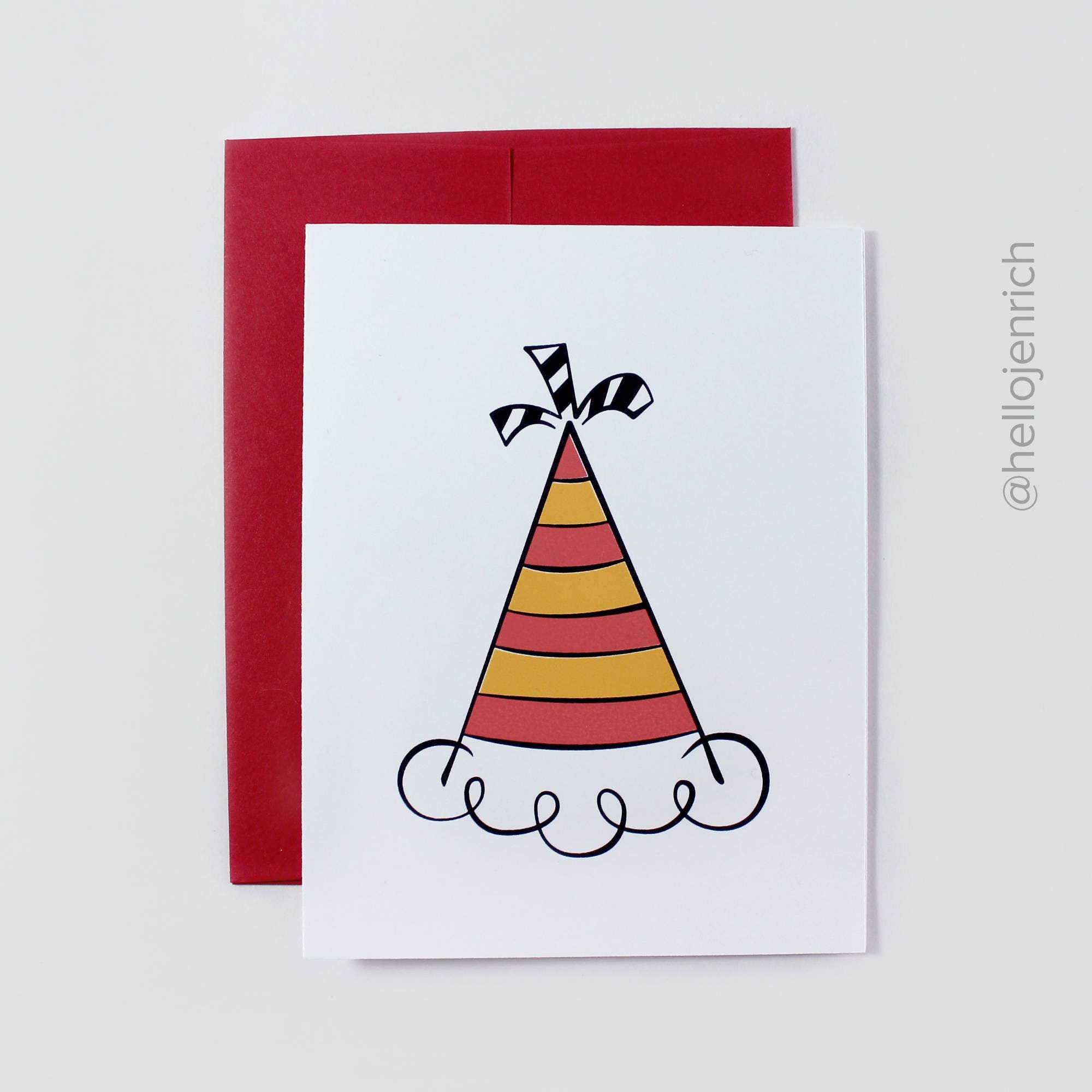 Screen Print Party Hat Card, Birthday, Blank Inside - Etsy