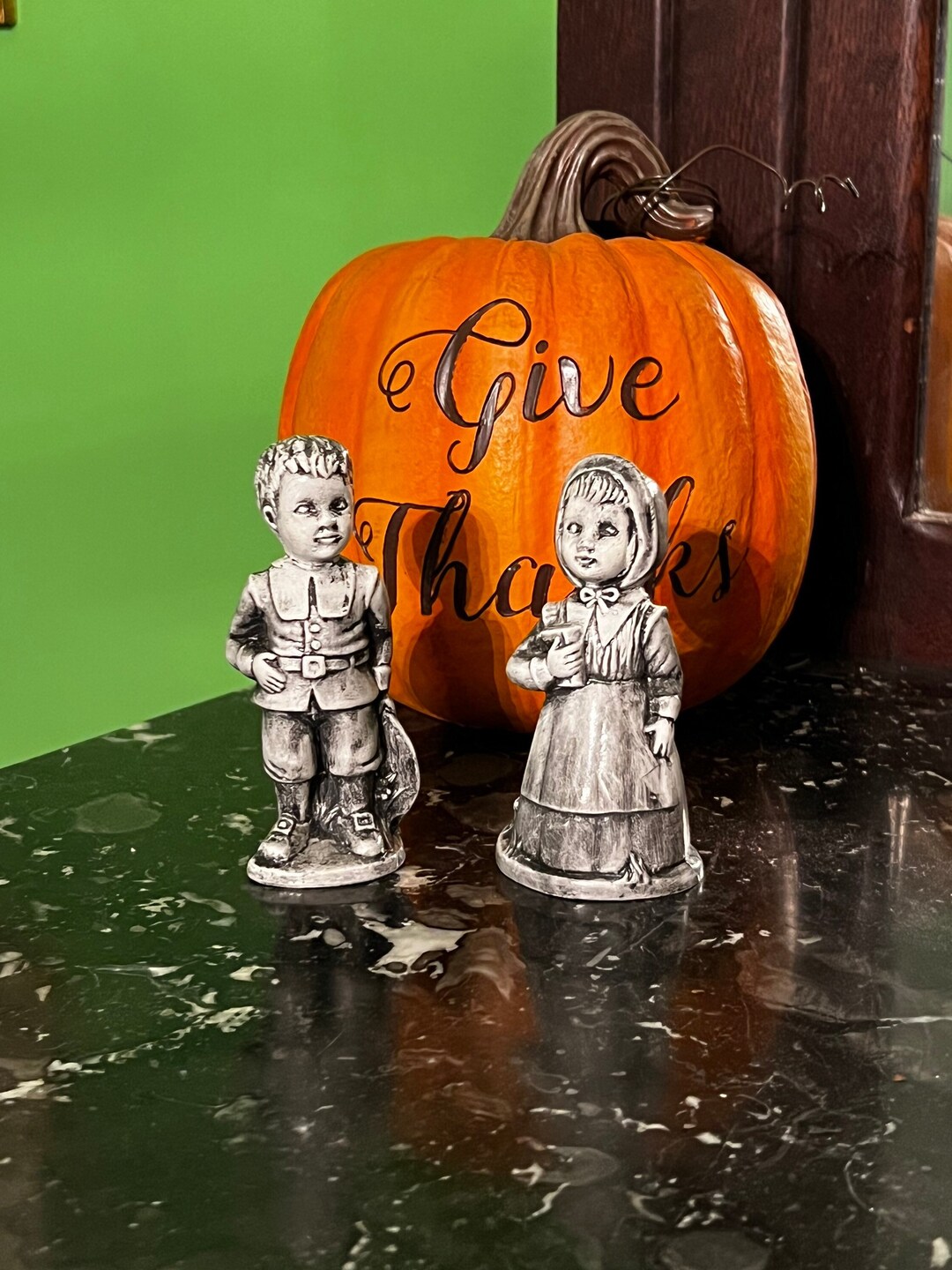 Ceramic Pilgrim Figurines, Black Washed Thanksgiving Decor - Etsy