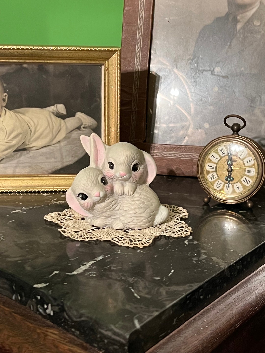 Gray Floppy Eared Bunnies Spring Rabbit Ceramic Bunny Rabbit Gray Hare ...