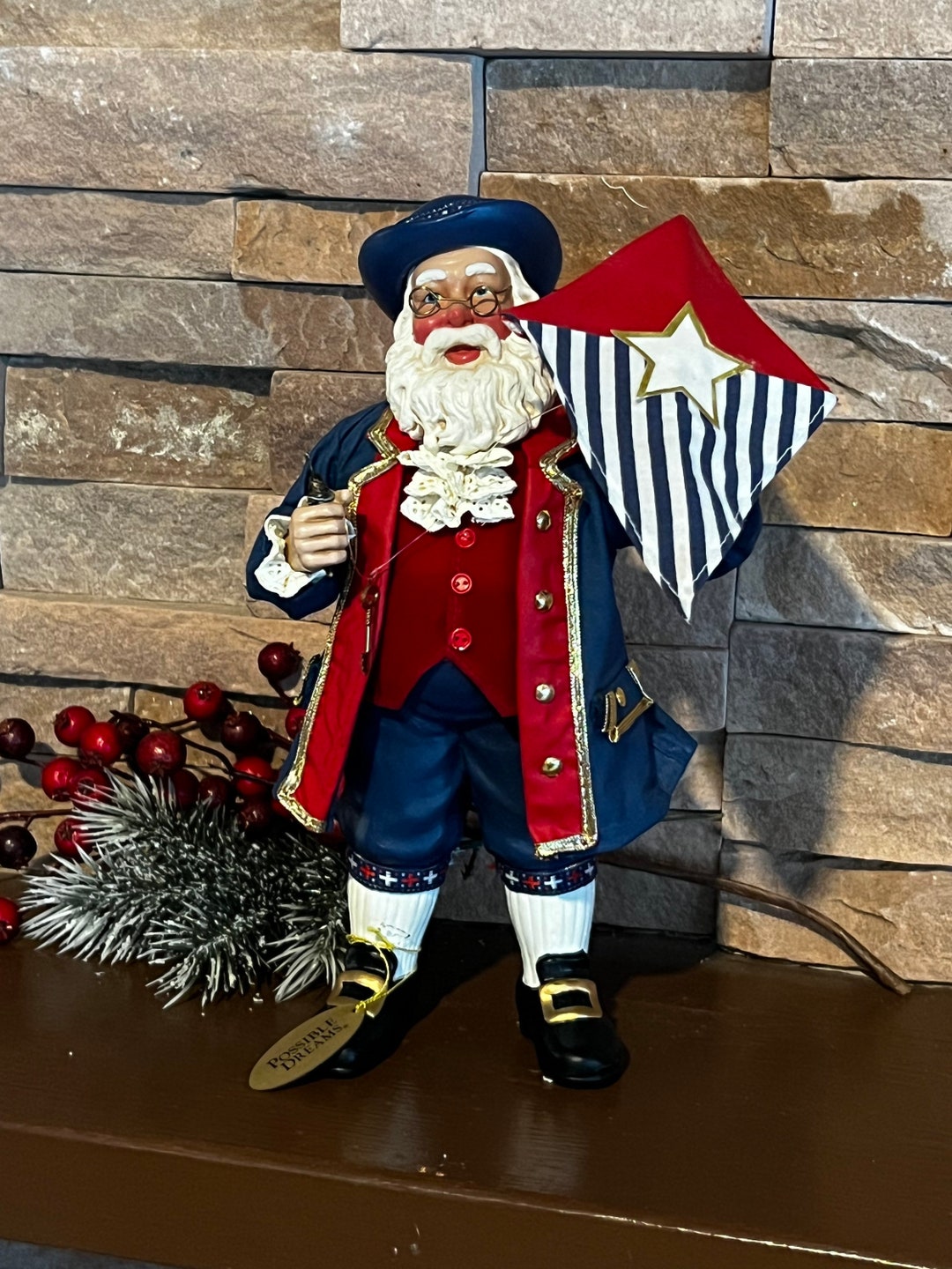 Patriot Santa Colonial Christmas Ben Franklin Santa Claus Clothtique ...