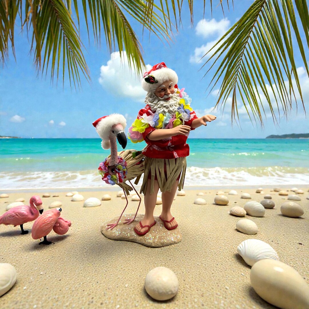 Possible Dreams Clothtique Hula Santa With Flamingo - Etsy UK