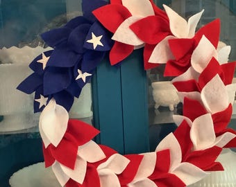 American Flag Patriotic Wreath July 4th Patriotic Flag Door Decor Flag ...