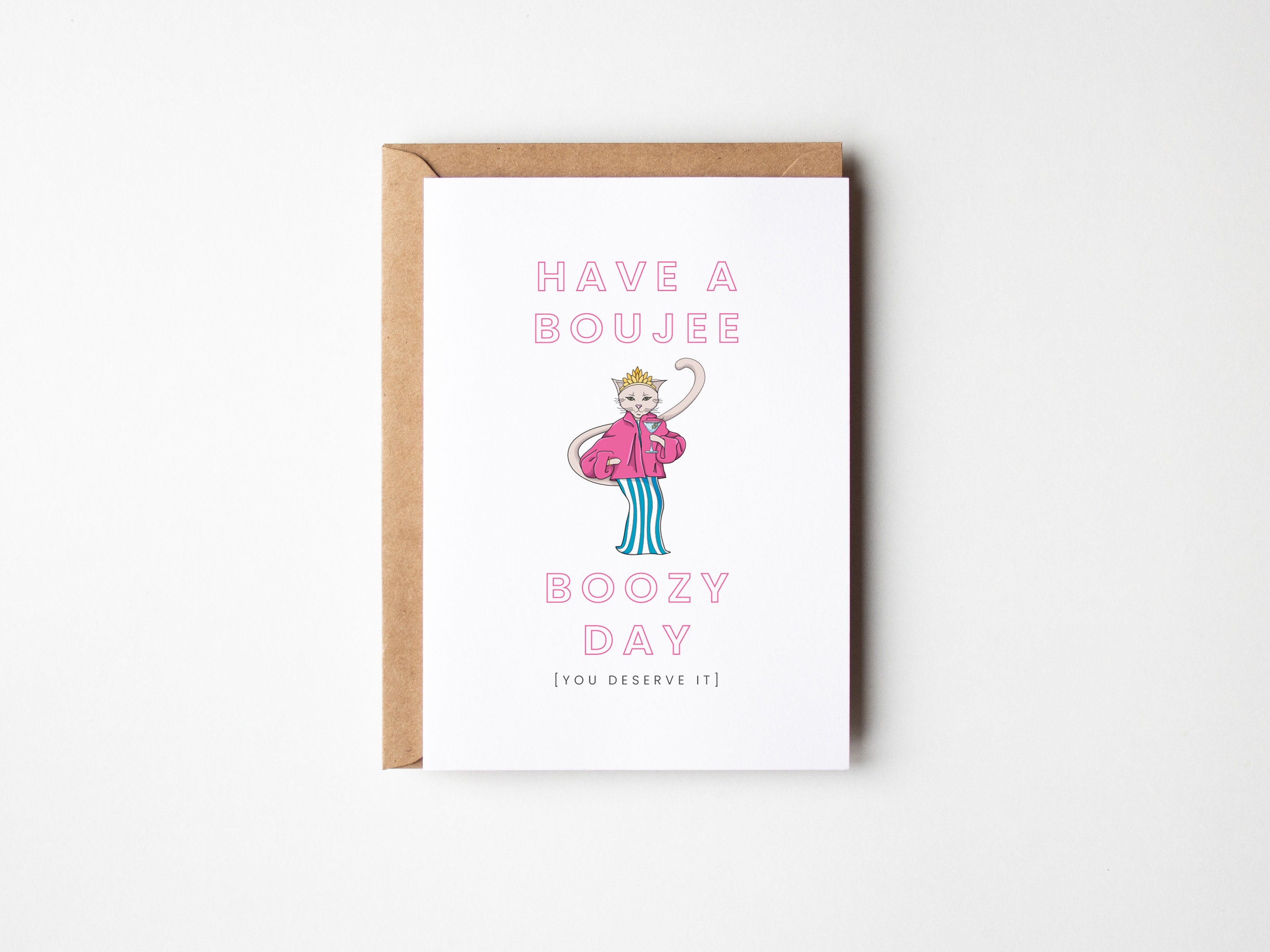 Boujee Boozy Day Cat Birthday Card for Wife - Etsy