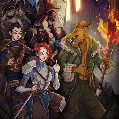 Dnd Group Commission Art Rpg Character Drawing Custom Dnd Etsy 